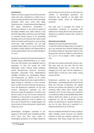 Morphology of erythrocyte and hematological parameters of red tilapia ...