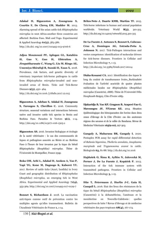 Distribution of cattle tick-borne haemoparasites in 54 Departments of ...