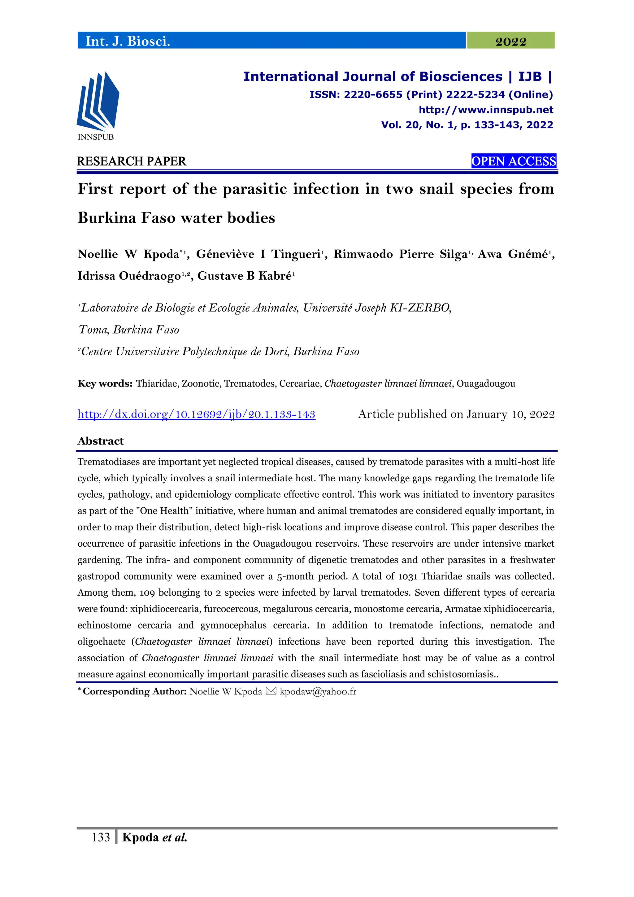 First report of the parasitic infection in two snail species from ...