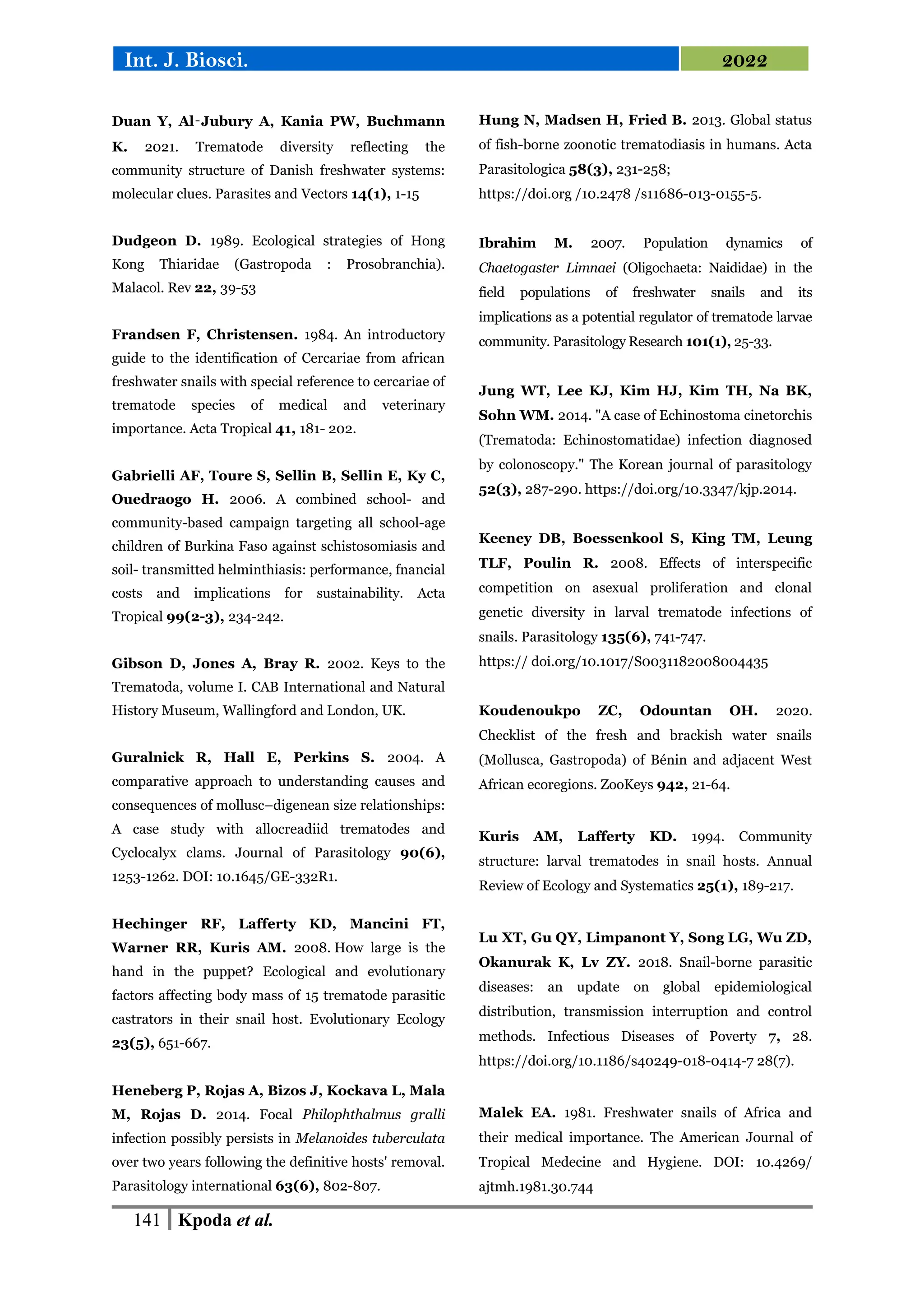 First report of the parasitic infection in two snail species from ...