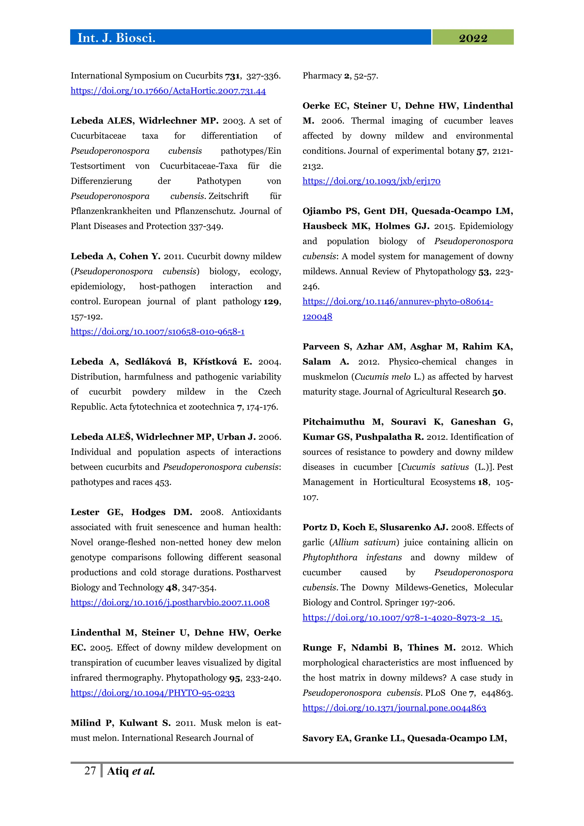 Downy mildew (Pseudoperonospora Cubensis); A devastating phytopathological issue of Muskmelon ...