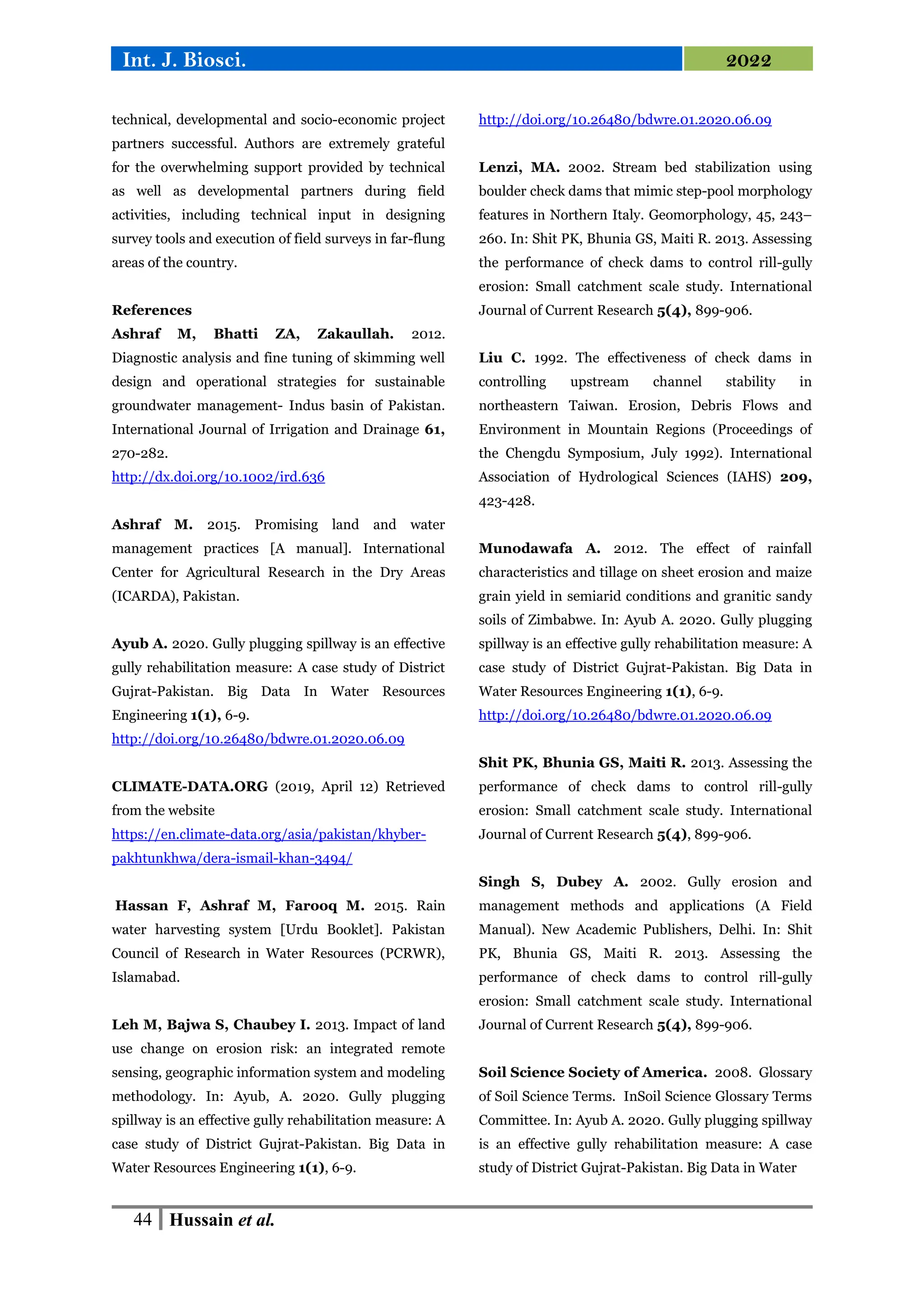 Assessment of Check Dam and Spillways Technologies as soil erosion measures in Rain-Fed ...