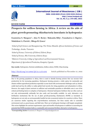 Prospects for soilless farming in Africa: A review on the aids of plant ...