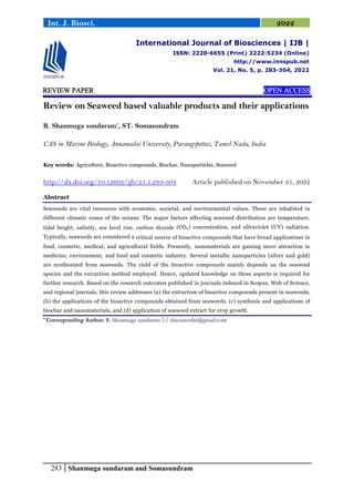 Review on Seaweed based valuable products and their applications | PDF