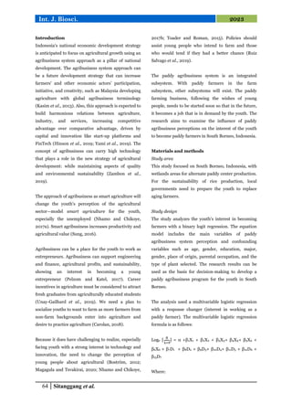 Youth perceptions of paddy agribusiness to increase interest in becoming paddy farmers in South ...