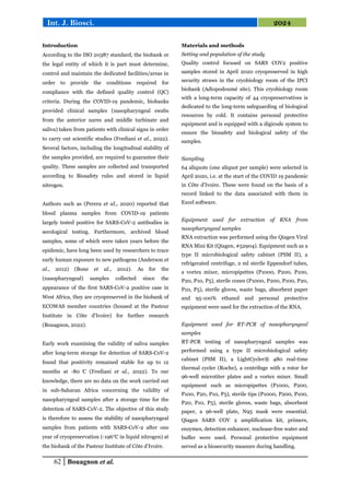 Evaluation of the quality of SARS COV 2 positive nasopharyngeal samples stored in liquid ...