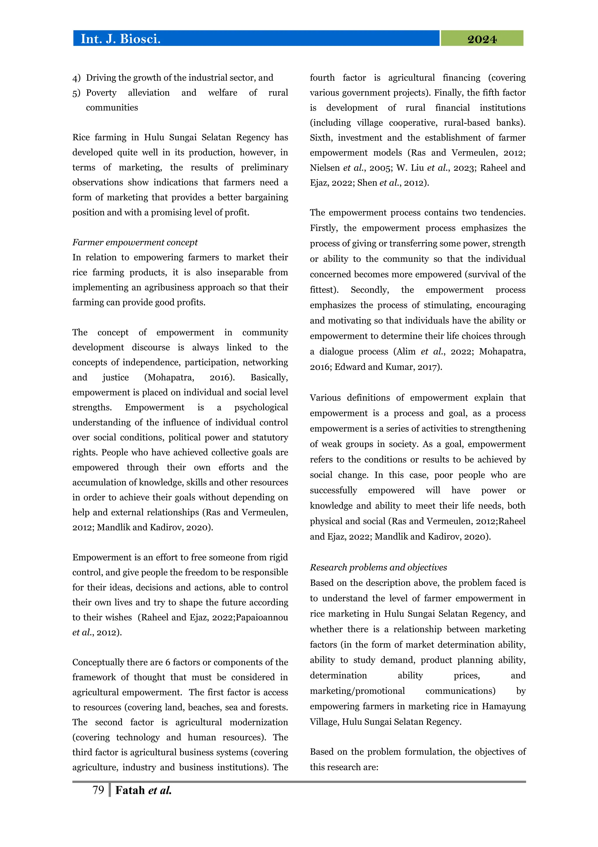 Factors affecting farmer empowerment in rice marketing | PDF