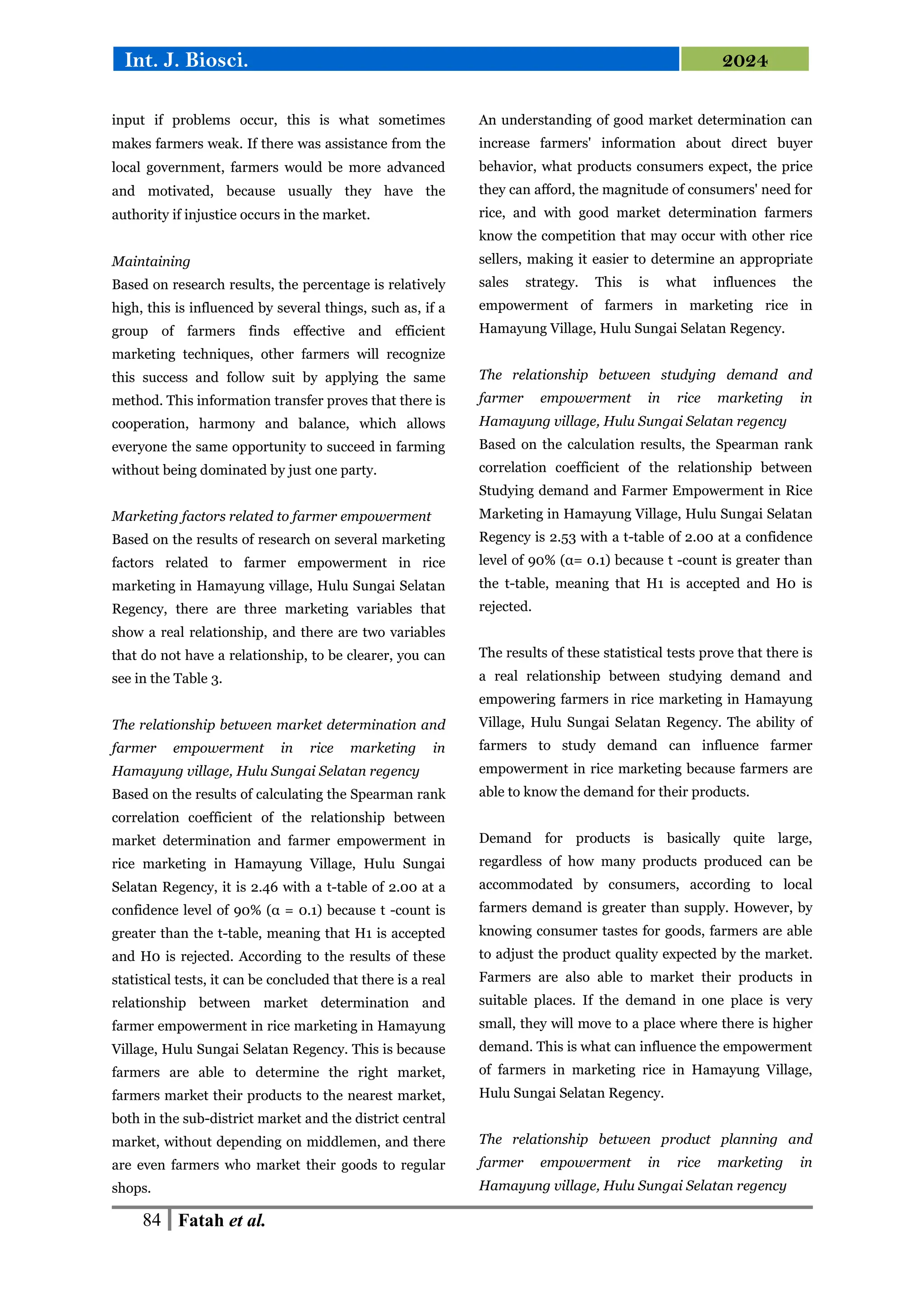 Factors affecting farmer empowerment in rice marketing | PDF