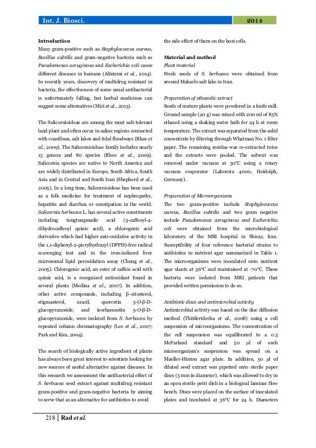In vitro assessment of antibacterial activity of Salicornia herbacea