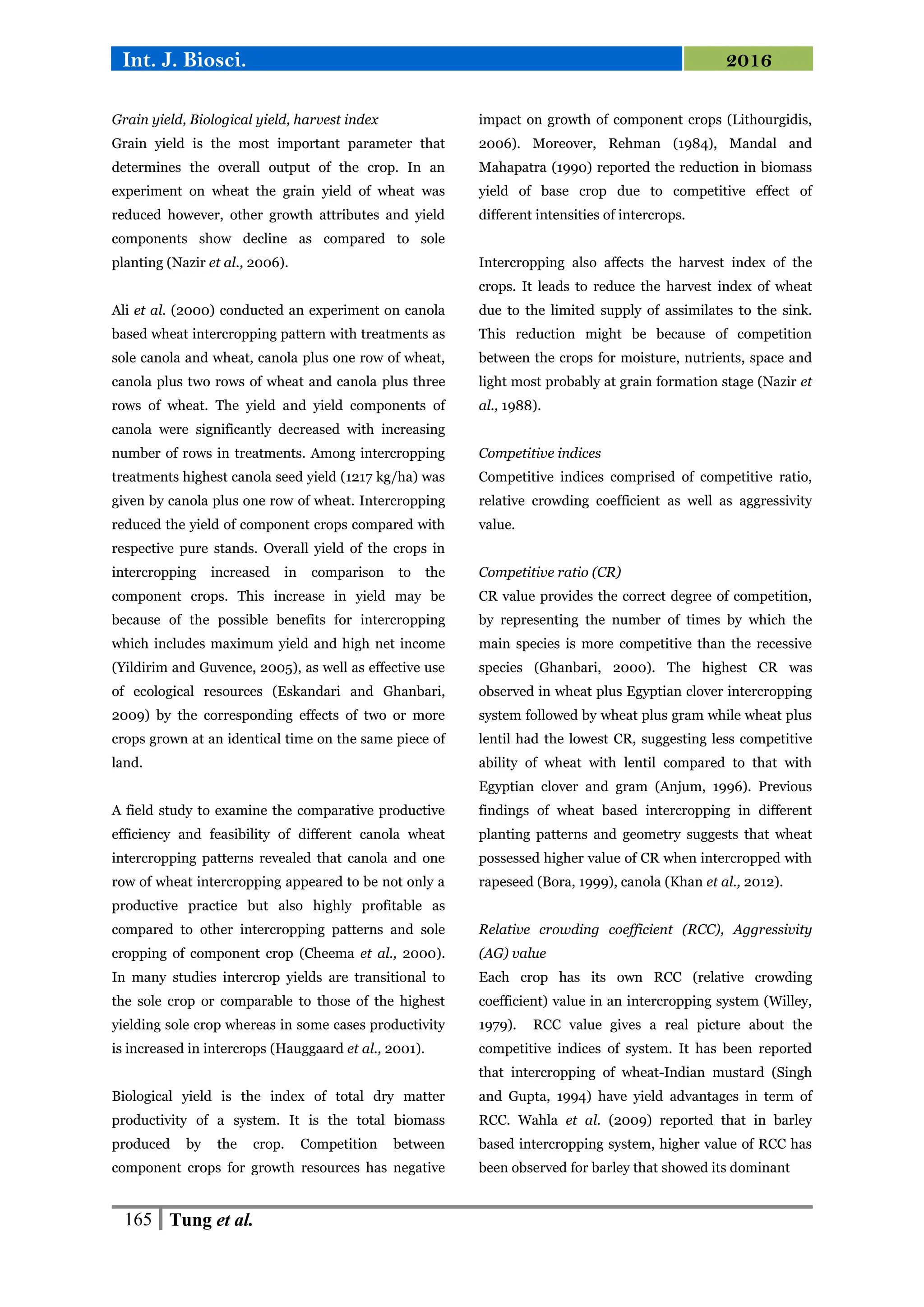 Competitive dynamic effects of wheat- Brassica intercropping: A review ...