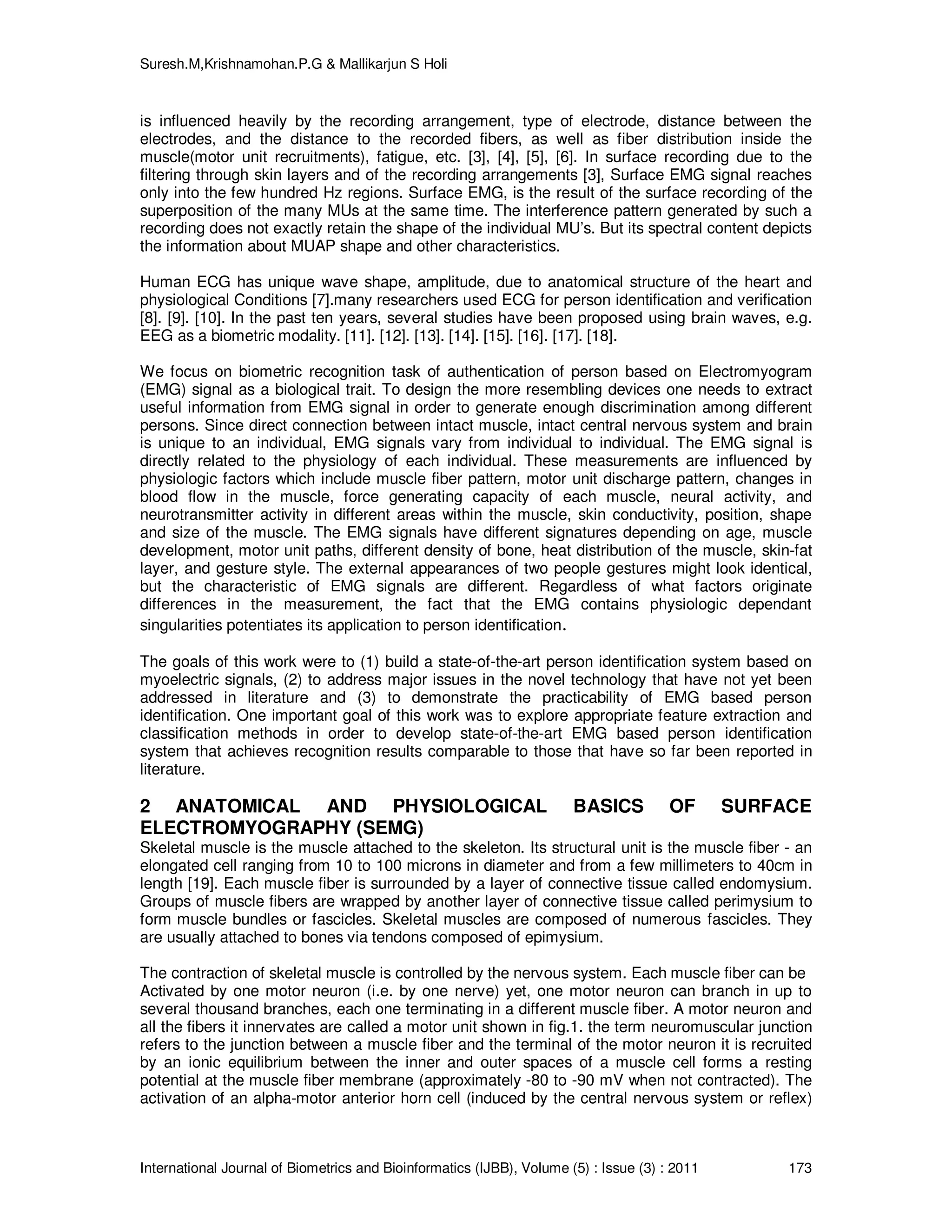 Electromyography Analysis for Person Identification | PDF