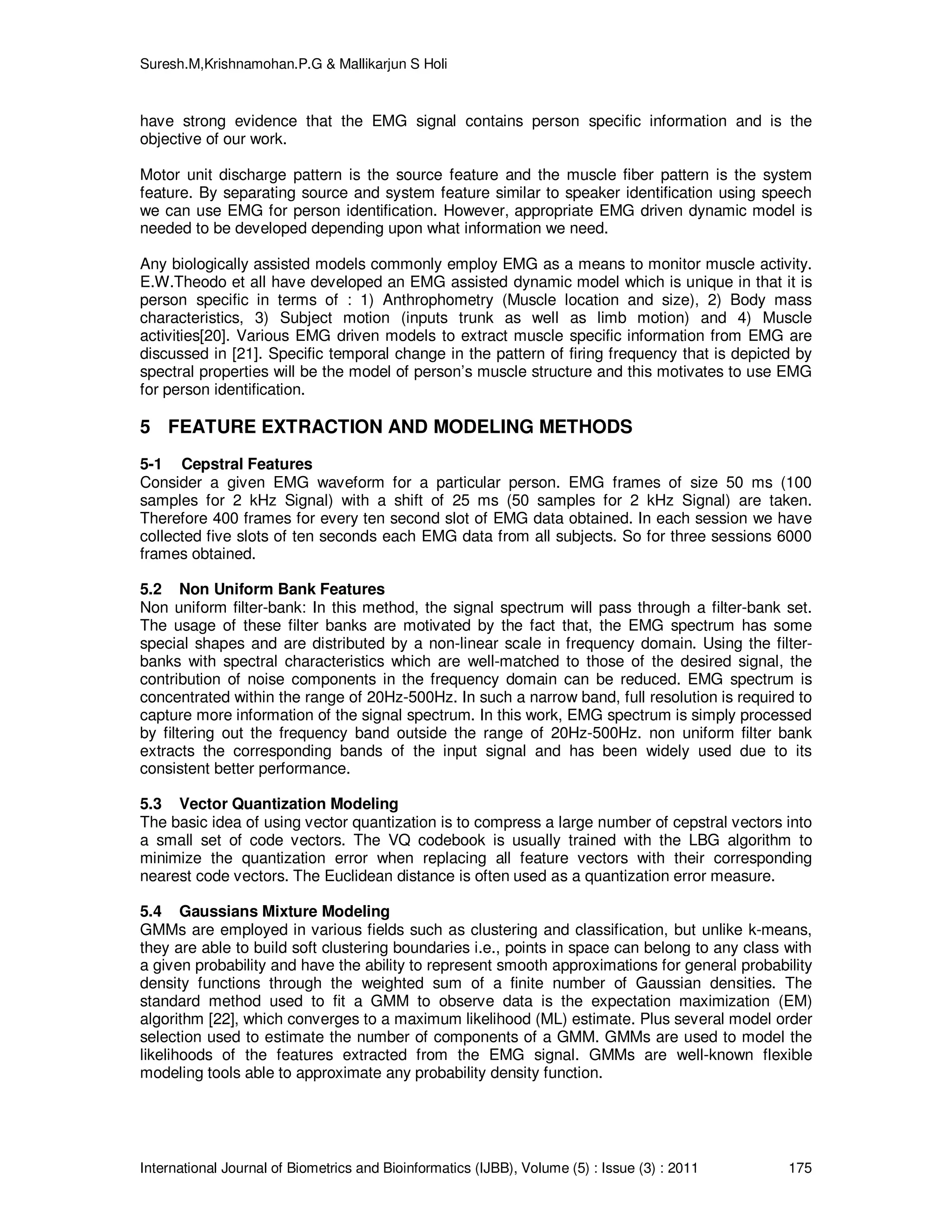 Electromyography Analysis for Person Identification | PDF