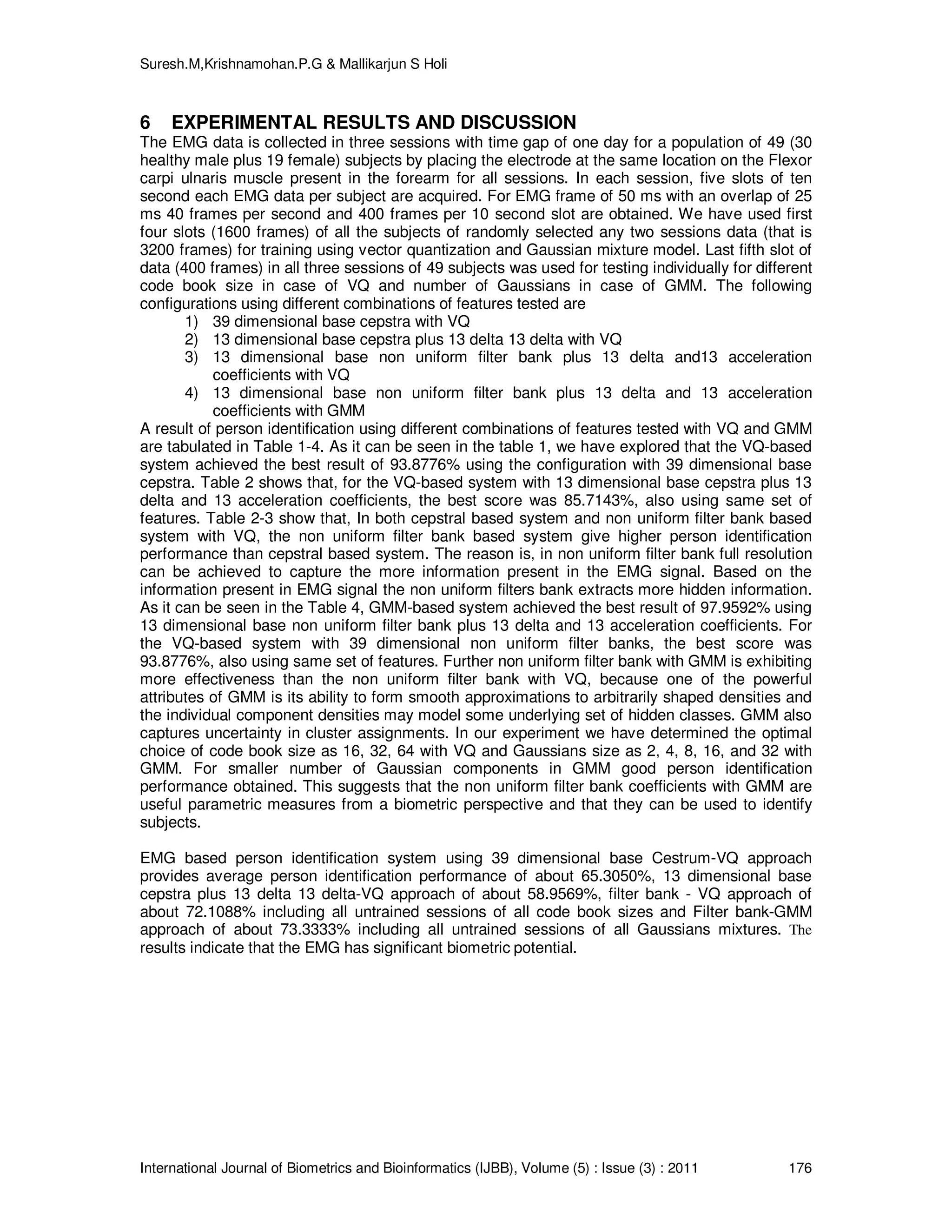 Electromyography Analysis for Person Identification | PDF