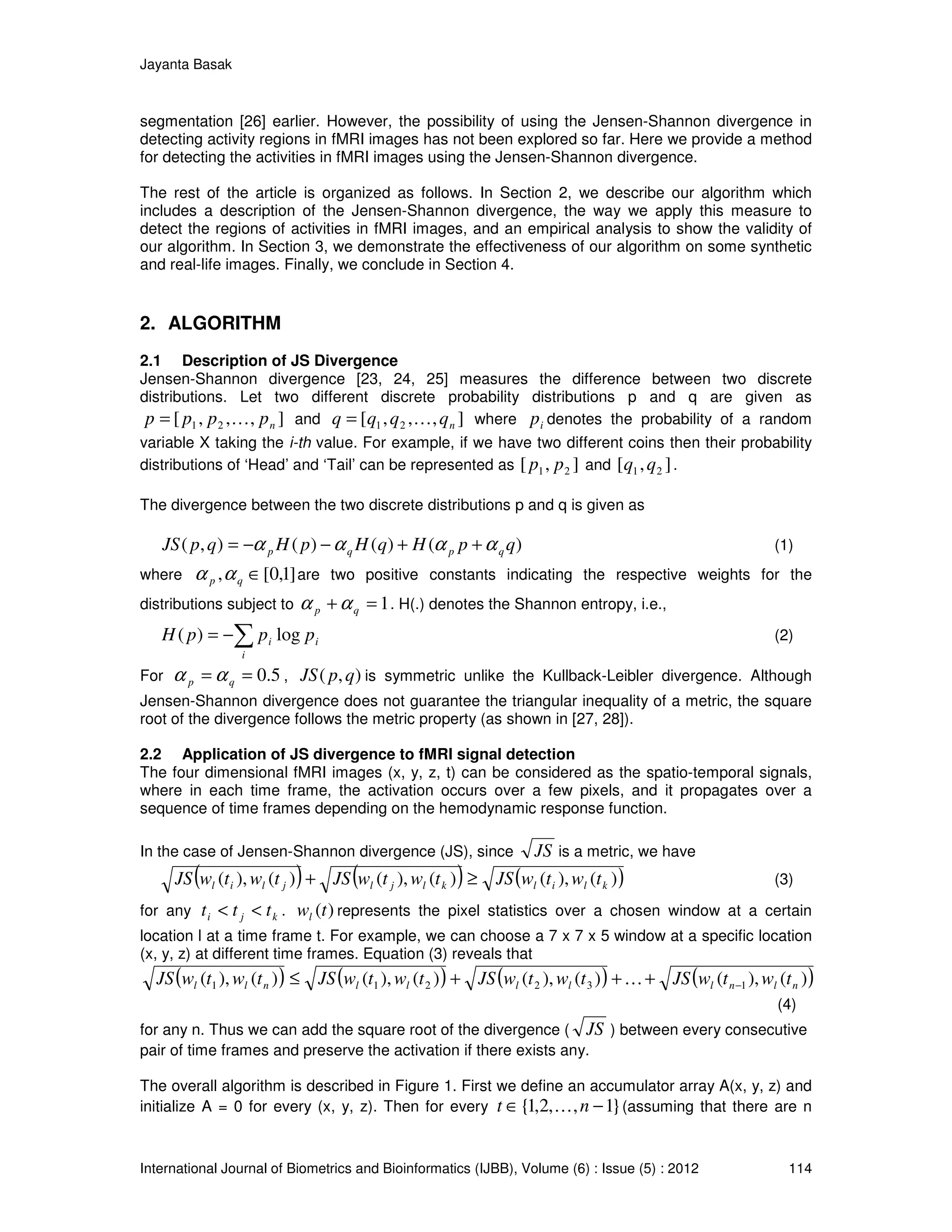 Detection of Neural Activities in FMRI Using Jensen-Shannon Divergence ...