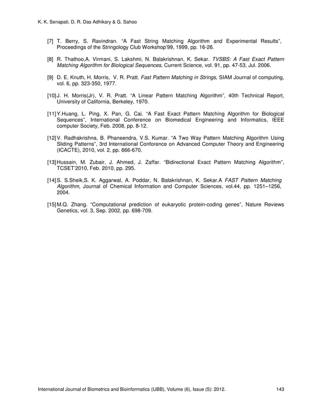 An Application of Pattern matching for Motif Identification | PDF