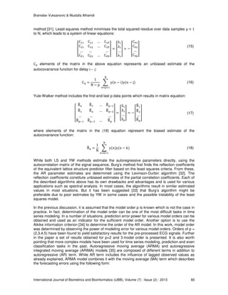 AR-based Method for ECG Classification and Patient Recognition | PDF | Heart and Cardiovascular ...