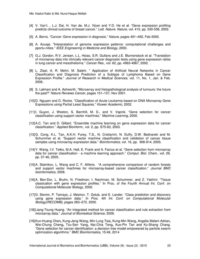 Outlier Modification and Gene Selection for Binary Cancer Classification using Gaussian Linear ...