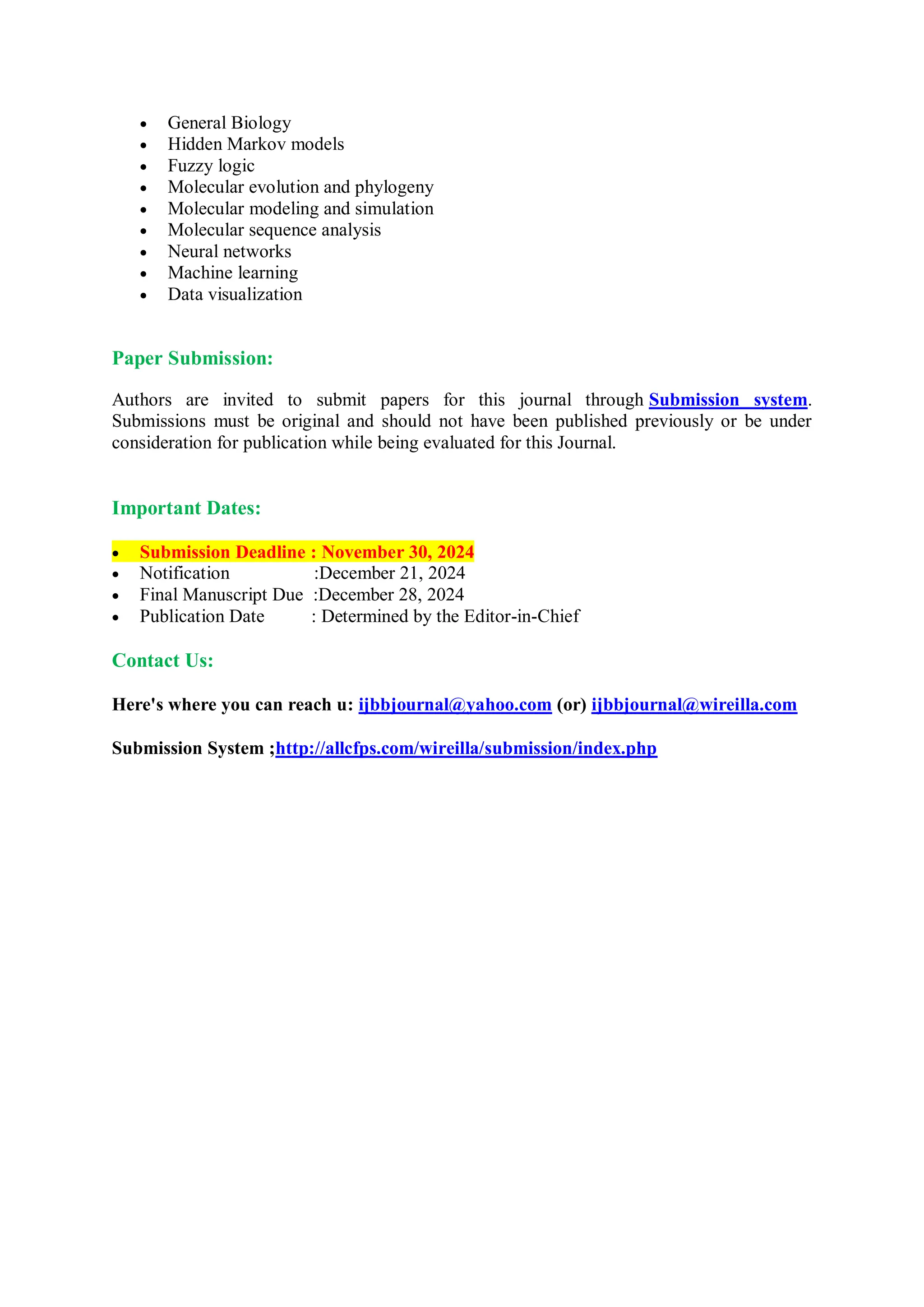 International Journal on Bioinformatics & Biosciences (IJBB) | PDF