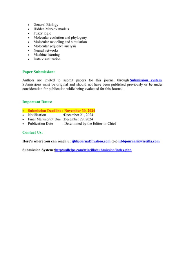 International Journal on Bioinformatics & Biosciences (IJBB) | PDF