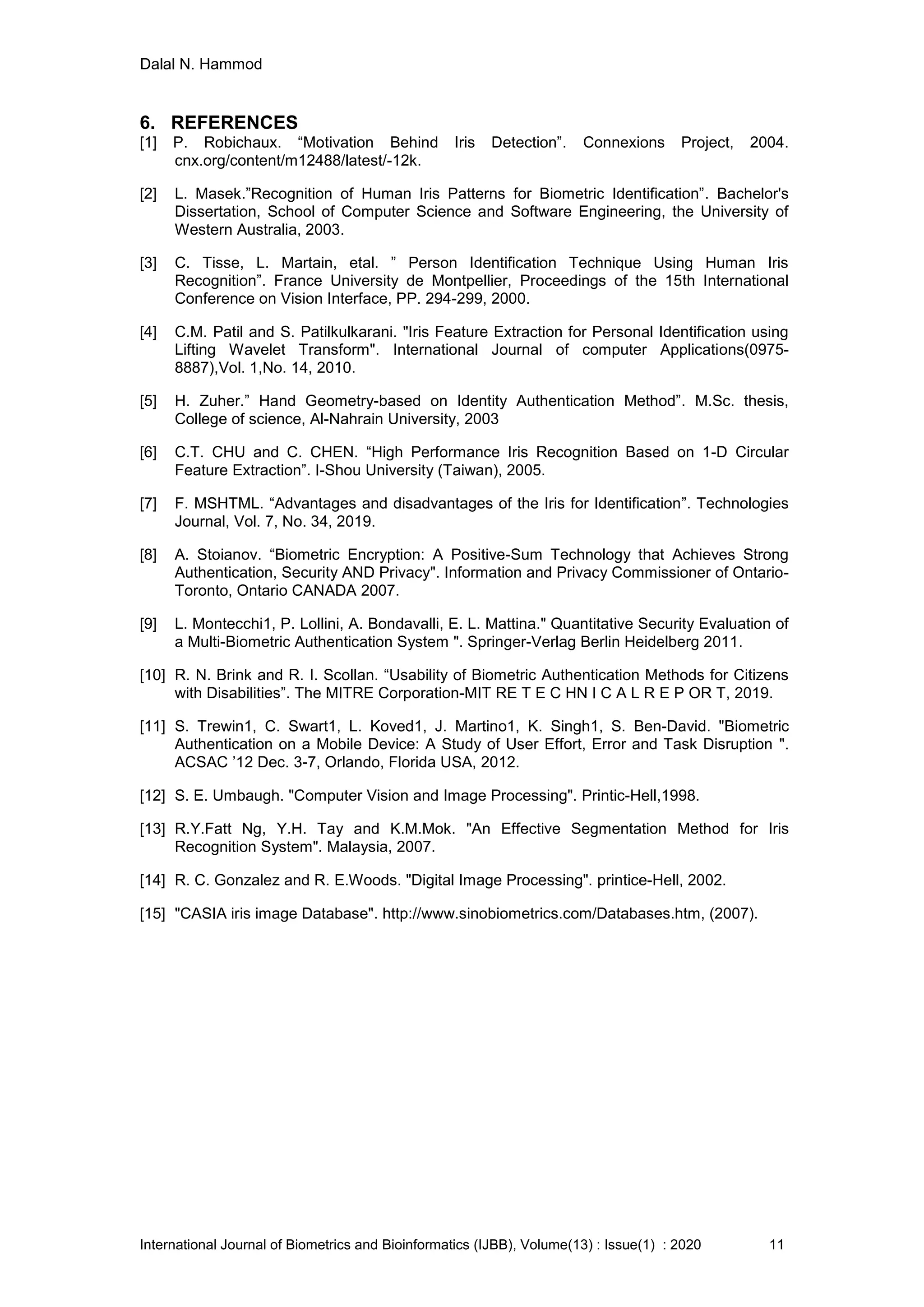 Biometric Authentication Based on Hash Iris Features | PDF