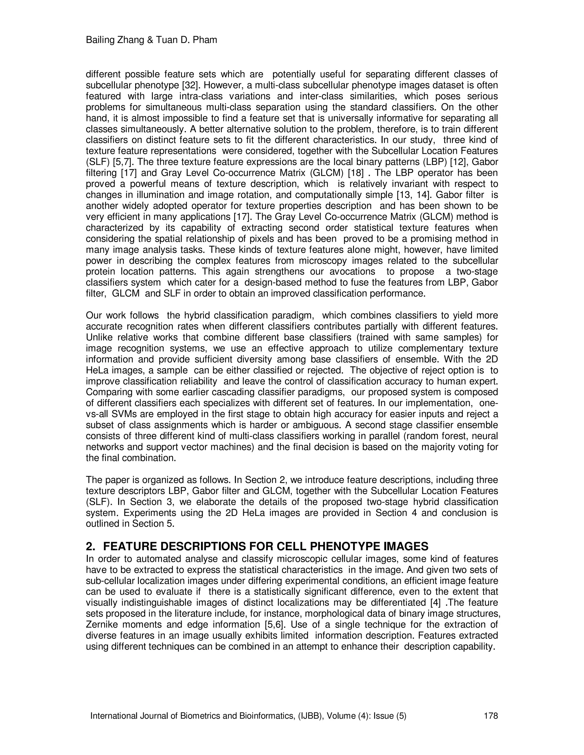 Multiple Features Based Two-stage Hybrid Classifier Ensembles for Subcellular Phenotype Images ...