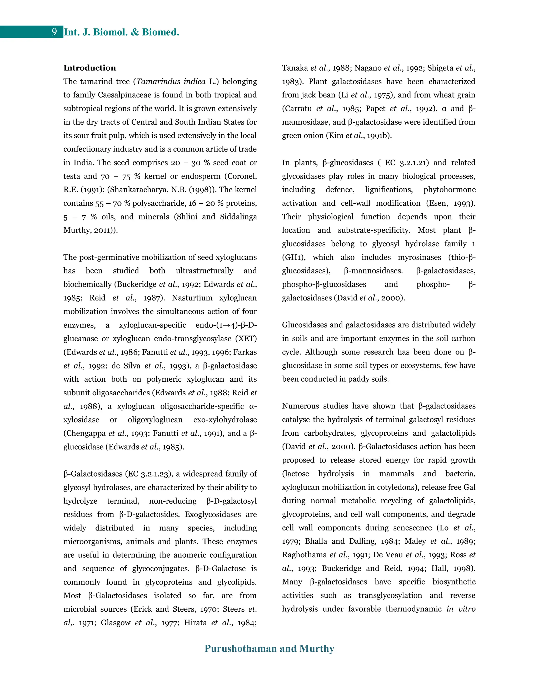 Extraction of β-galactosidase and β-glucosidase from the seeds of ...