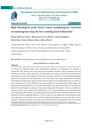 High histological grade breast cancer morphological evaluation on ...