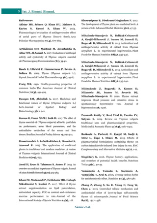 A review on health effects of Thyme (Thymus vulgaris) on human ...