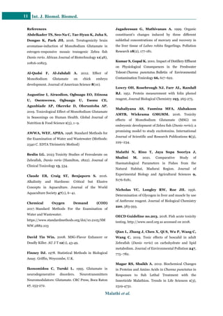 The excitotoxic effect of monosodium glutamate on Zebra Fish (Danio ...