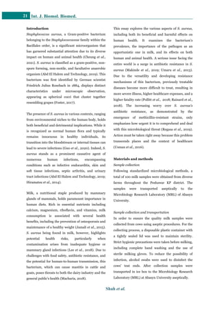 Staphylococcus aureus in cow milk: Prevalence, antibiotic resistance ...