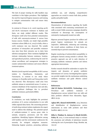 Staphylococcus aureus in cow milk: Prevalence, antibiotic resistance and hygiene implications | PDF