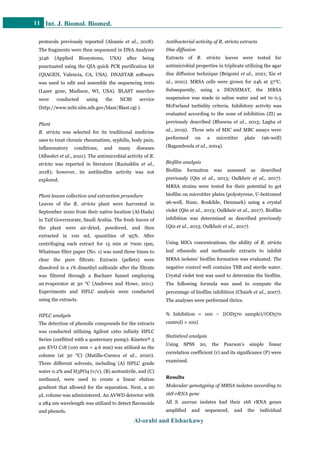 Antibacterial and antibiofilm properties of methanolic and ethanolic ...