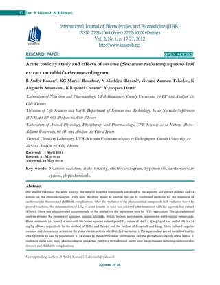 Acute toxicity study and effects of sesame (Sesamum radiatum) aqueous ...