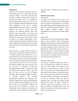 In vivo evaluation of antidiarrhoeal activity of ethanolic extract of leaf and bark of Ficus ...