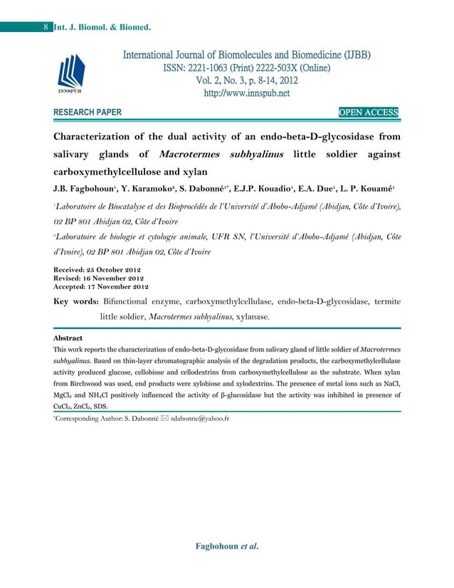 Characterization of the dual activity of an endo-beta-D-glycosidase from salivary glands of ...