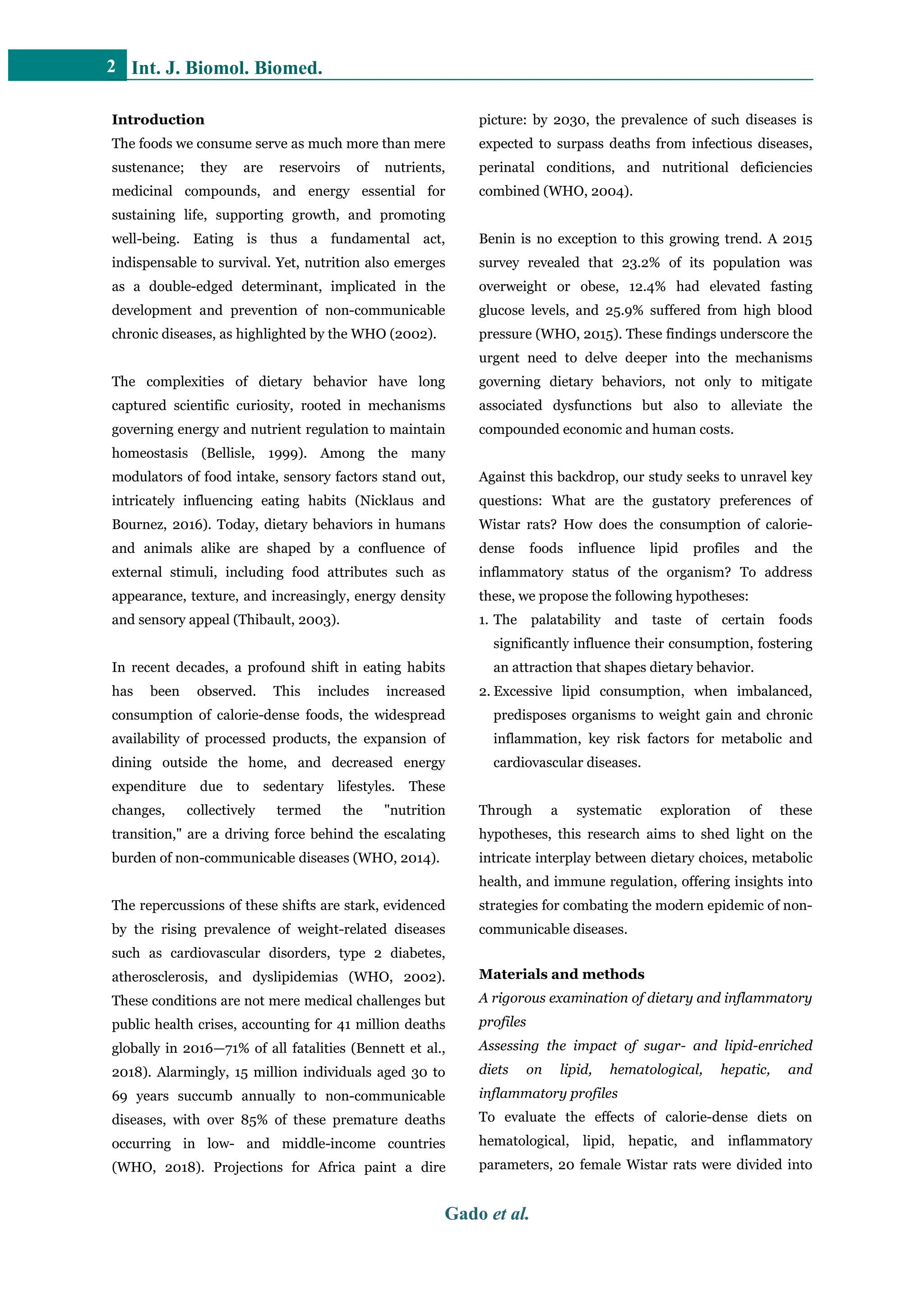 Food preference and inflammation: How taste shapes health | PDF