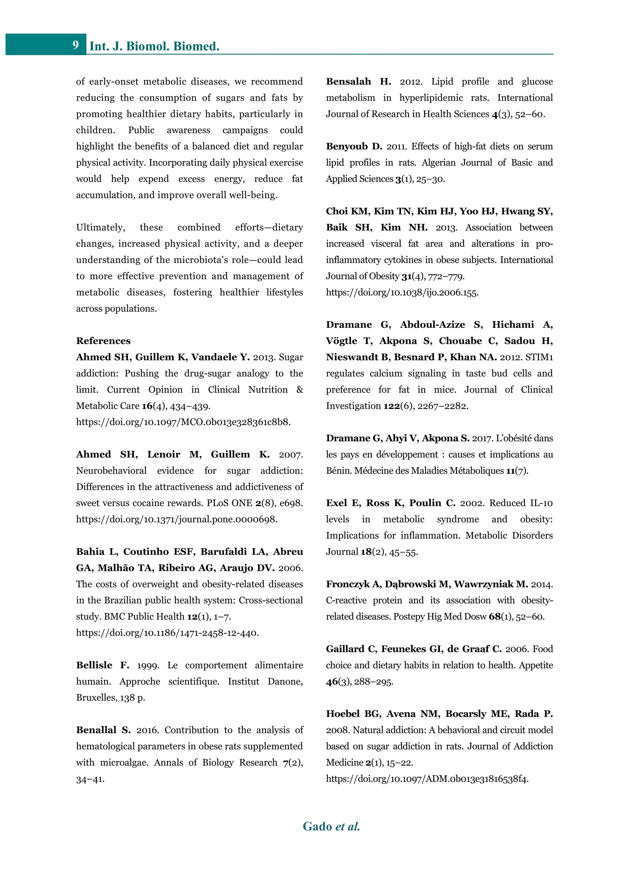 Food preference and inflammation: How taste shapes health | PDF