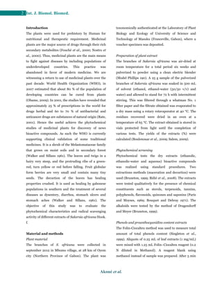 Phytochemical composition and antiradical activity of Sakersia africana Hook. f. medicinal plant ...