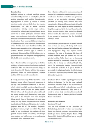 Prevalence, biochemical and hematological study of diabetic patients | PDF