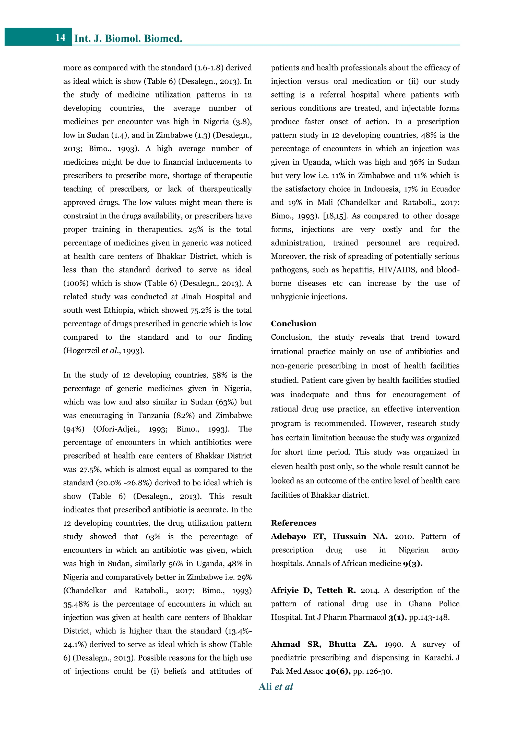 Drug use pattern in health care centers of District Bhakkar, Pakistan | PDF