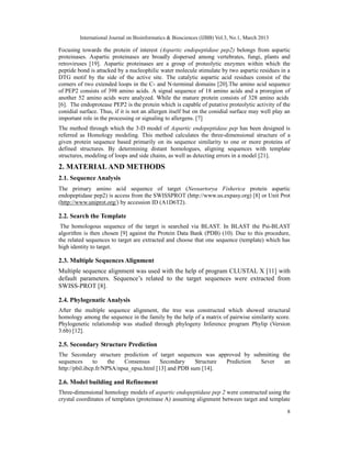 Structural Studies of Aspartic Endopeptidase pep2 from Neosartorya Fisherica Using Homolgy ...