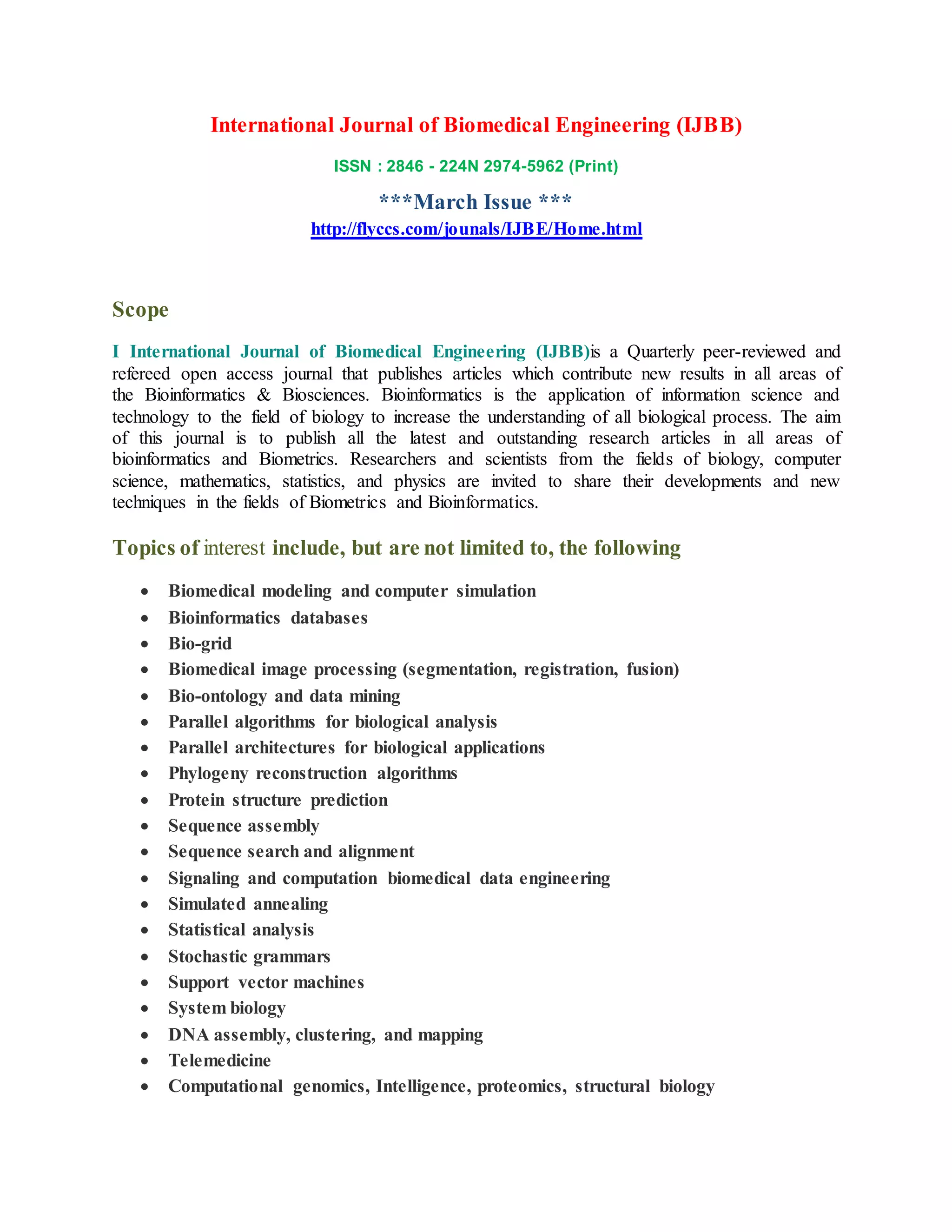 International Journal of Bioinformatics & Biosciences (IJBB) | PDF