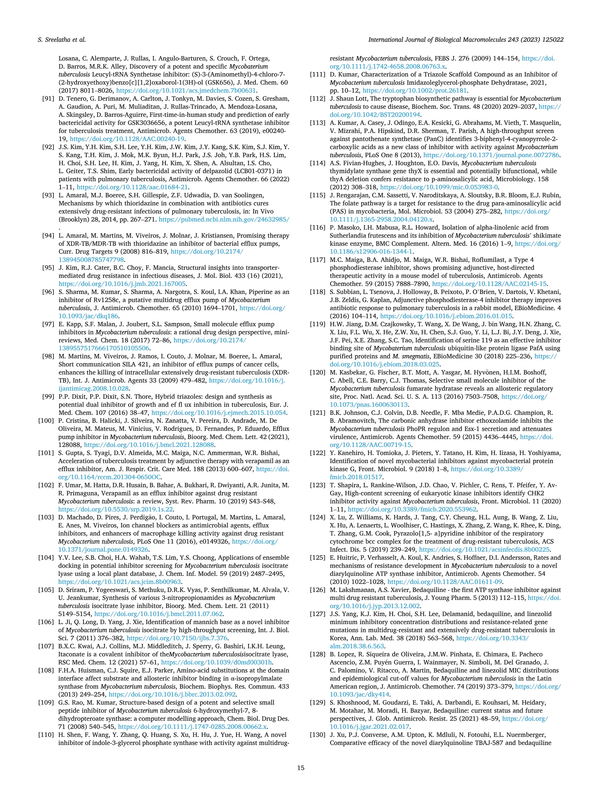 Protein targets in Mycobacterium tuberculosis and their inhibitors for ...