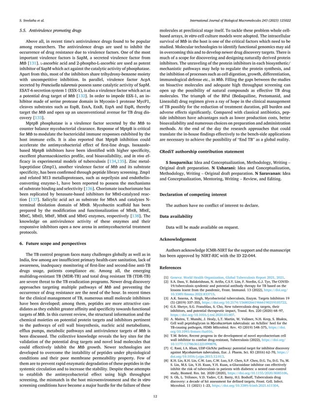 Protein targets in Mycobacterium tuberculosis and their inhibitors for ...