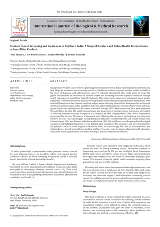 Prostate Cancer Screening and Awareness in Northern India: A Study of ...