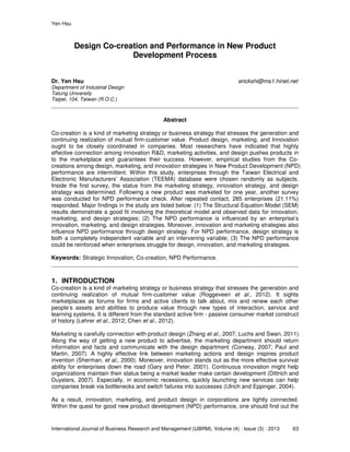 Design Co-creation and Performance in New Product Development Process | PDF