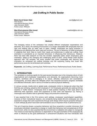Job Crafting In Public Sector | PDF | Career Planning | Careers