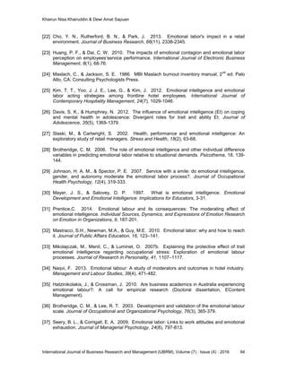 Examining Facets of Emotional Exhaustion In The Malaysian Service ...