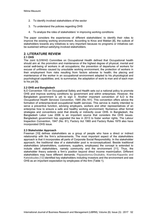 Stakeholder Roles In Improving Occupational Health and Safety (OHS): A ...