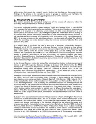 Subsidiary Decision-making Autonomy: A Systematic Literature Review of The Determinants | PDF ...